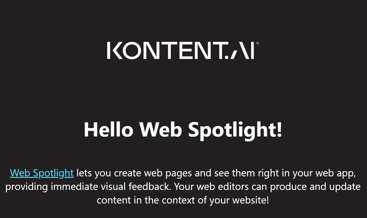 Adjust your app for Web Spotlight | Kontent.ai Learn